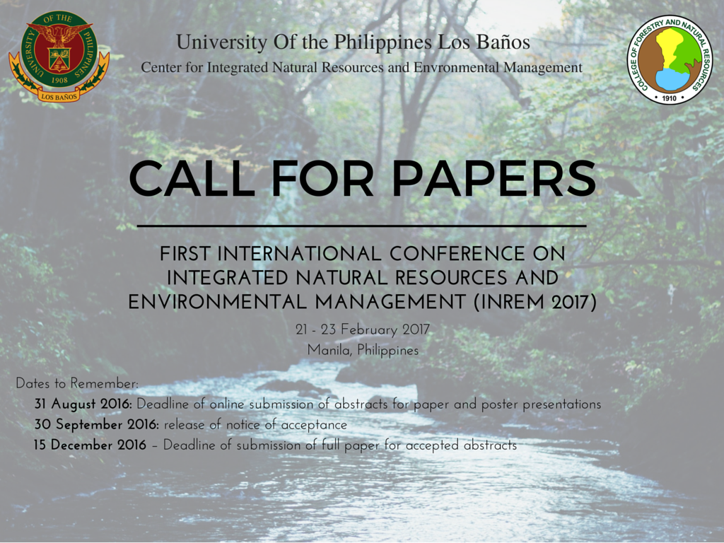 Call for Papers: 1st International Conference on Integrated Natural ...