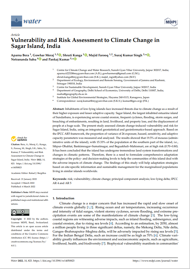 Vulnerability and Risk Assessment to Climate Change in Sagar Island ...