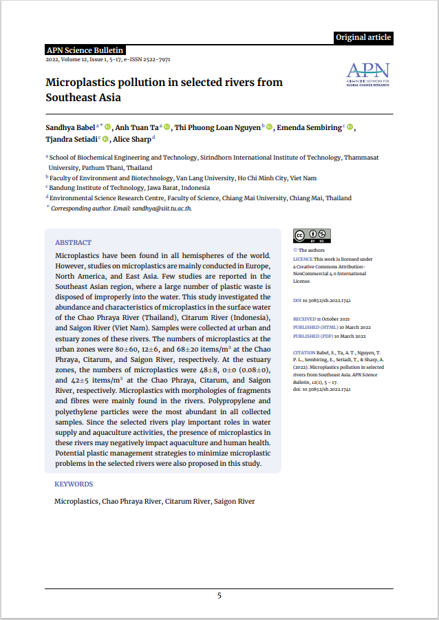 Microplastics pollution in selected rivers from Southeast Asia | Asia ...