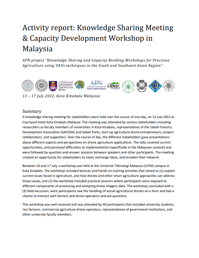 Report: Knowledge Sharing Meeting and Capacity Development Workshop in ...