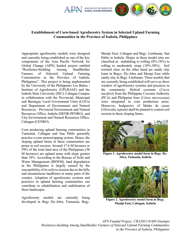 Report: Establishment of corn-based agroforestry system in selected ...
