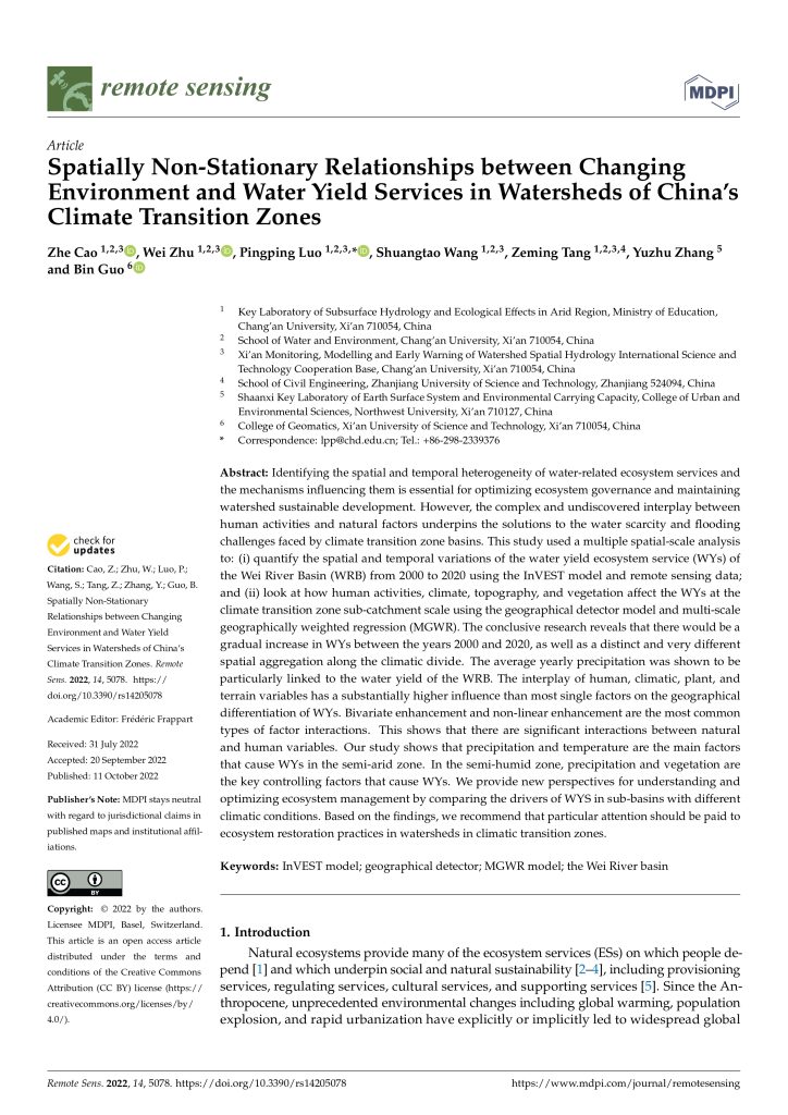 Spatially Non-Stationary Relationships between Changing Environment and ... Spatially Non-Stationary Relationships between Changing Environment and ...