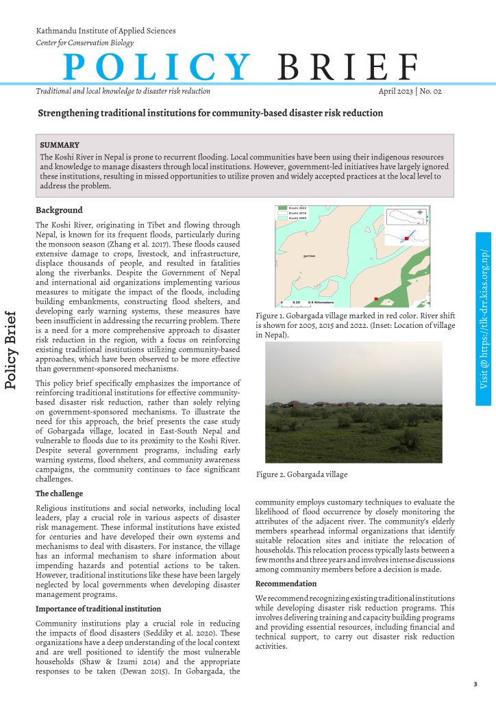 Policy brief: Strengthening traditional institutions for community ...