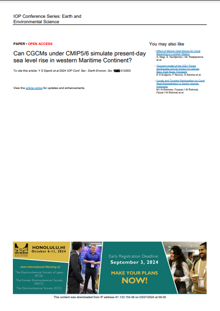 Can CGCMs under CMIP5/6 simulate present-day sea level rise in western Maritime Continent ...