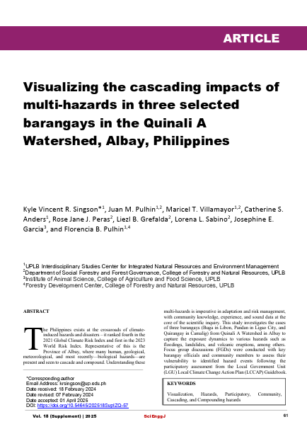 Visualizing the cascading impacts of multi-hazards in three selected barangays in the Quinali A ...