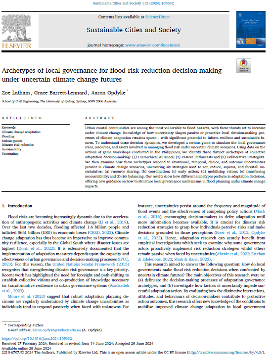Archetypes of local governance for flood risk reduction decision-making ...