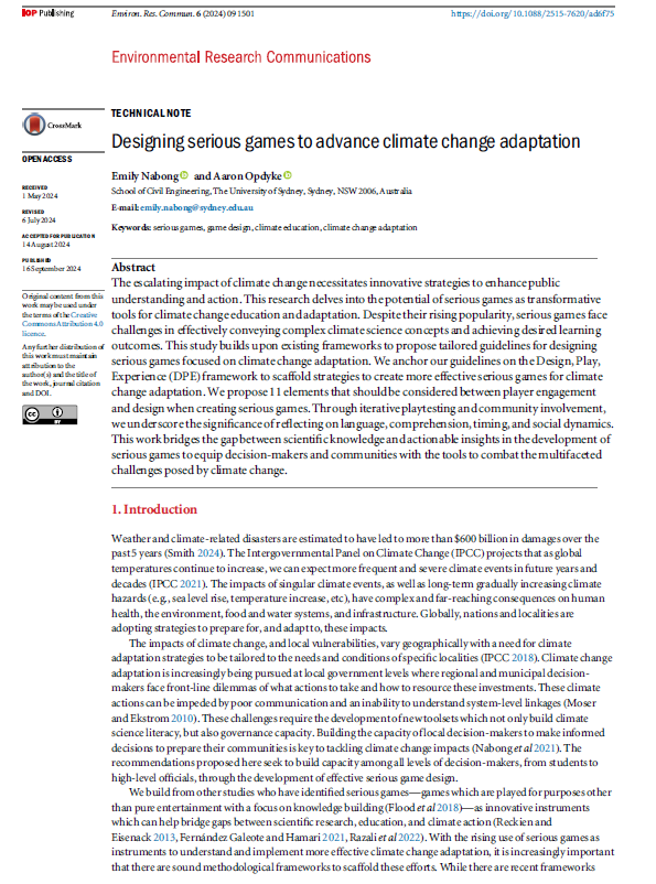 Designing serious games to advance climate change adaptation | Asia ...