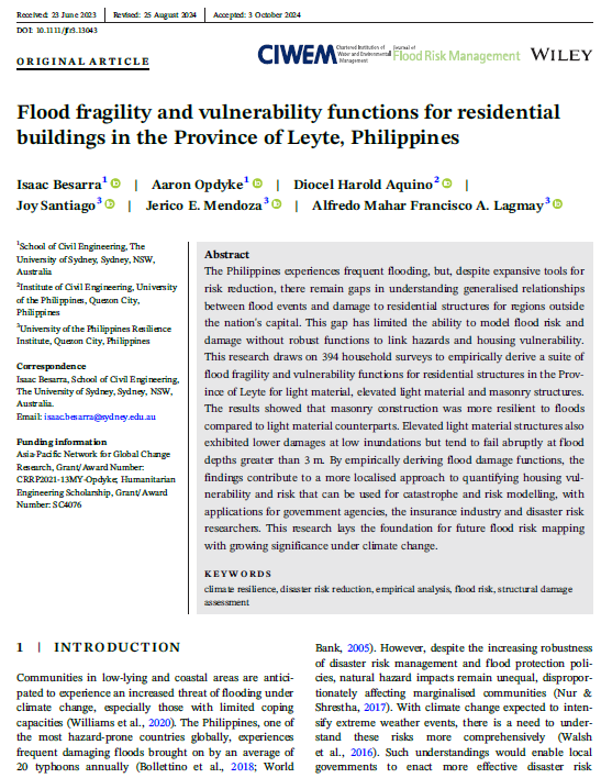 Residential Building Flood Fragility and Vulnerability Curves for the ...