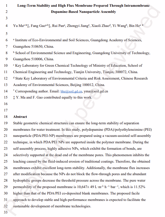 Long-Term Stability and High Flux Membrane Prepared Through ...
